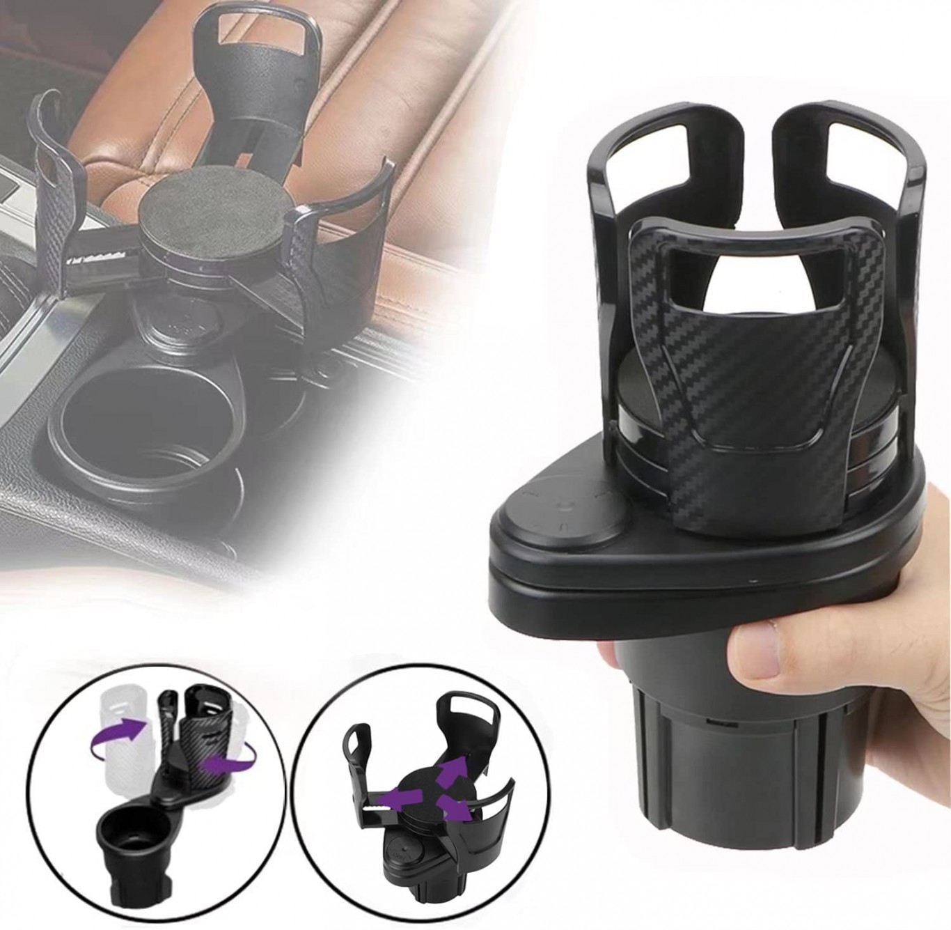 Ρυθμιζόμενη 360² Αναδιπλούμενη Ποτηροθήκη Αυτοκινήτου | Klikit.gr
