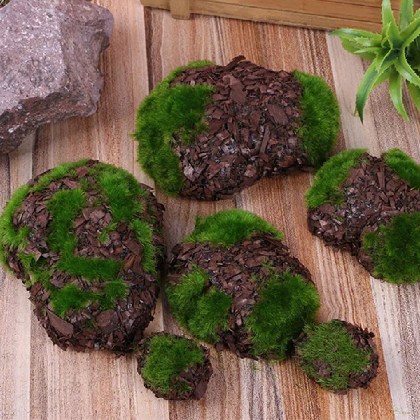 Τεχνητές Πέτρες με Βρύα και Ξυλαράκια από Αφρώδες Υλικό 6 Τεμάχια | Klikit.gr