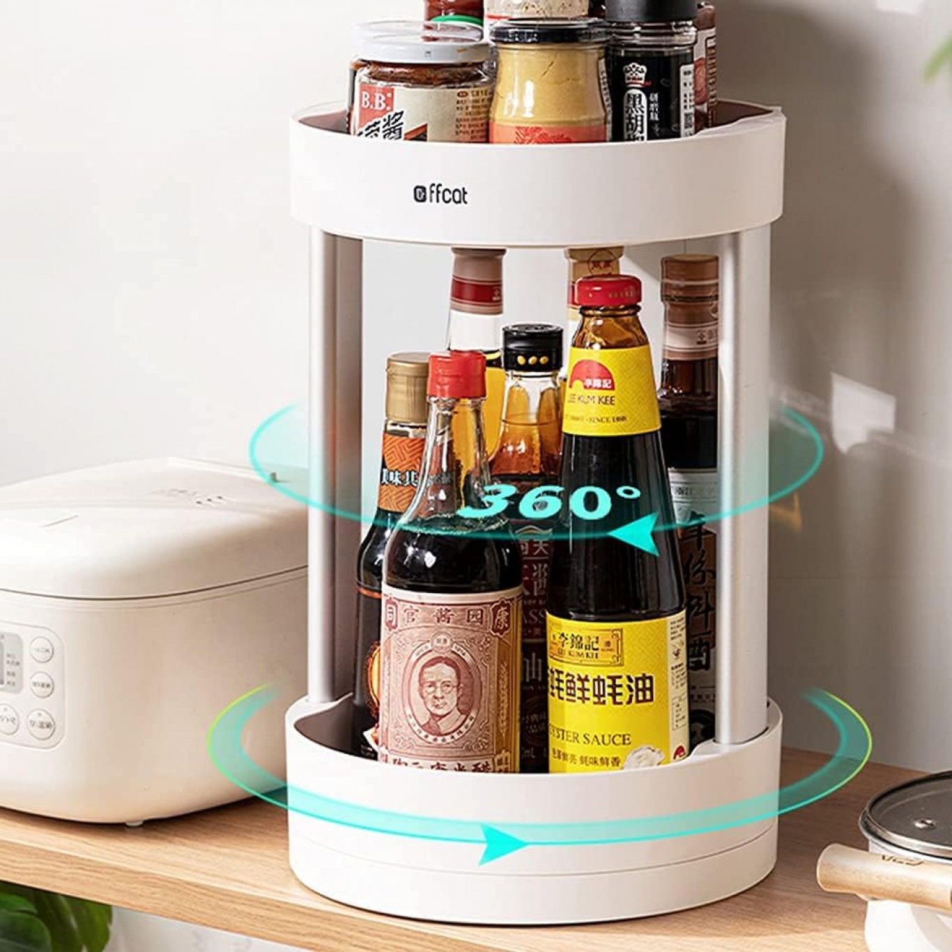 Επιτραπέζια Πλαστική Βάση Οργάνωσης Περιστρεφόμενη 360° με 2 Ράφια | Klikit.gr