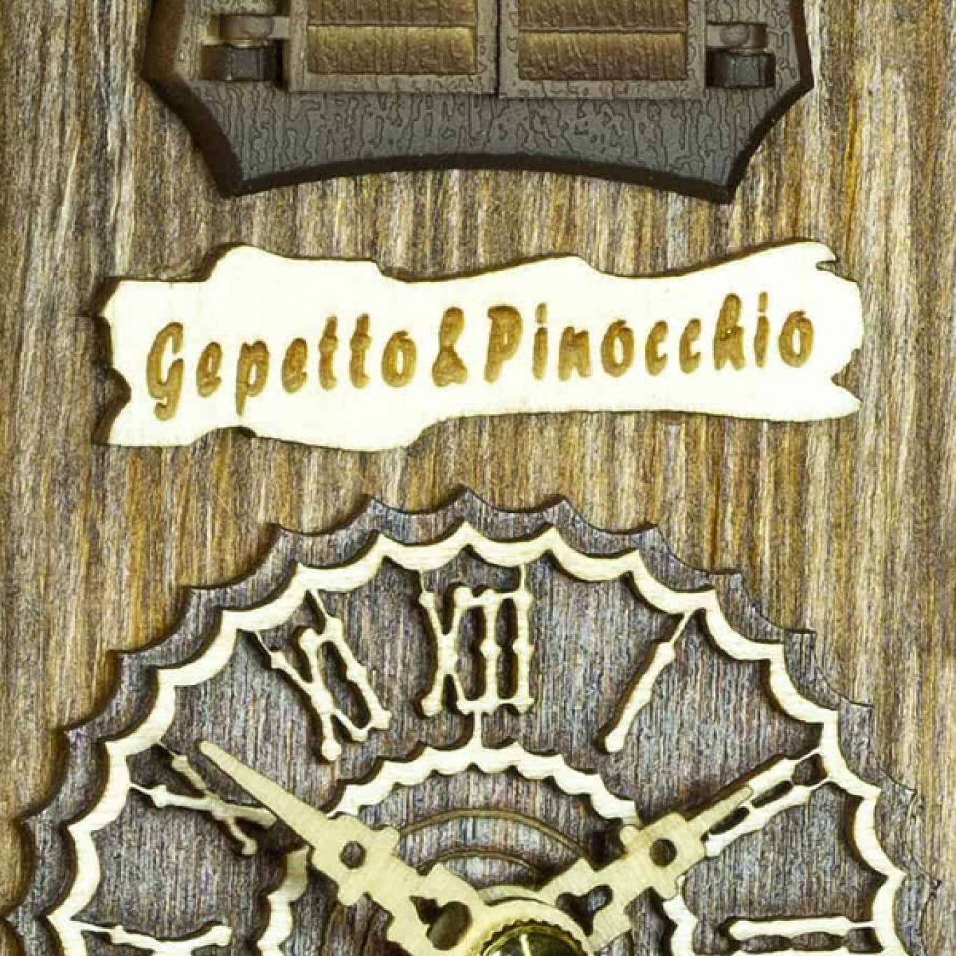 Ξύλινο Ρολόι Κούκος με Χειροποίητη Παράσταση Αλπικού Σπιτιού με τον Πινόκιο 20cm | Klikit.gr